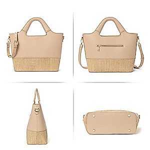 CLUCI Handbags for Women Leather Tote Shoulder Bag Big Capacity Fashion Handbags Wallet Top Handle Satchel Purse Khaki