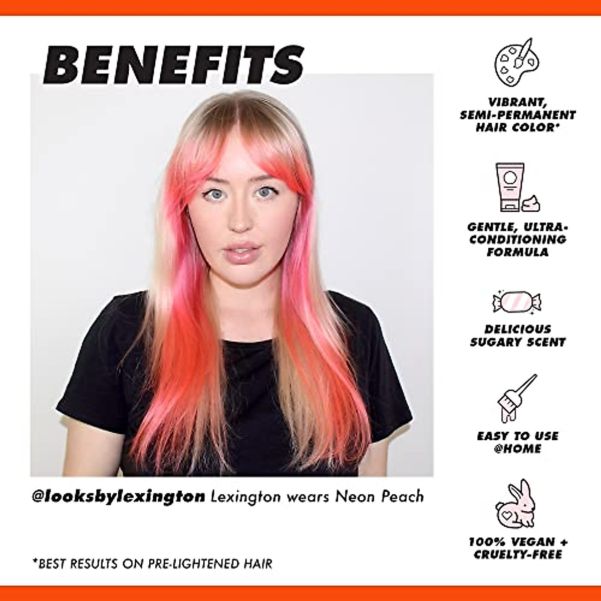 Lime Crime Unicorn Semi-Permanent Hair Color, Neon Peach, 200 ml,816652020101