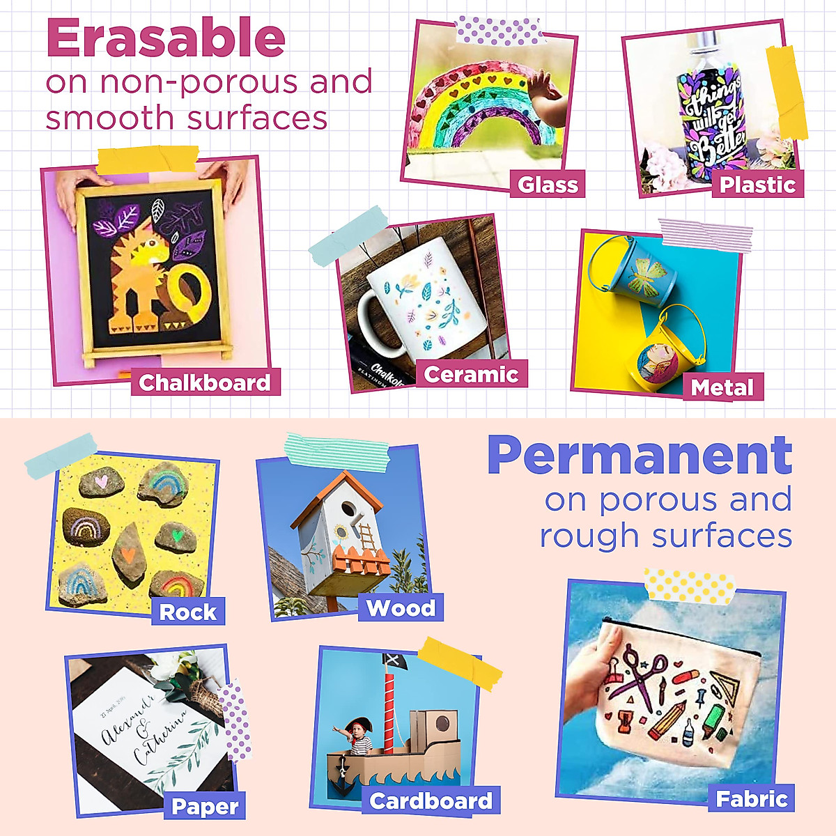 Fine Tip Chalk Markers - Pack of 40 (Neon, Classic & Metallic) Chalk Pens - For Chalkboard, Blackboard, Window, Labels, Bistro, Glass - Wet Wipe Erasable - 3mm Reversible Tip