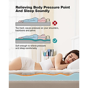 3 Inch Gel Memory Foam Mattress Topper Twin 99x190 cm, Japanese Floor Futon Mattress with Removable Knitted Cotton Cover for Back Pain Pressure Relief, CertiPUR-US and Oeko-TEX Certified, White