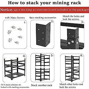 Mining Rig Frame for 12GPU, Steel Open Air Miner Mining Frame Rig Case, Support to Dual Power Supply for Crypto Coin Currency Bitcoin ETH ETC ZEC Mining Tools - Frame Only, Fans & GPU is not Included