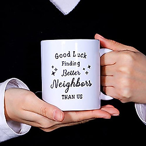 Coffee Mug Christmas Funny Gifts Best Neighbors Friend Gifts for Him Her Souvenir Gift Cute Mug Tea Cup Farewell Gift for The Best Neighbor Goodbye Moving Away Gifts Office Gift for Women Men Goodluck