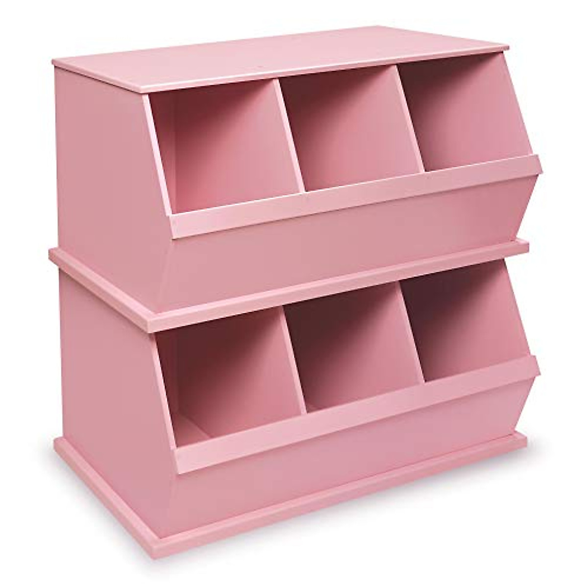 Badger Basket Three Bin Stackable Toy Storage Cubby Organizer - Pink