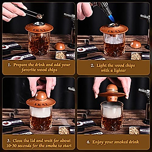 NKNI Cocktail Smoker Kit with Torch, Four Kinds of Wood Smoked Chips for Whisky, Cocktail and Bourbon, Old Fashioned Smoker Kit,Gift for Father, Husband and Friend (No Butane) (4)