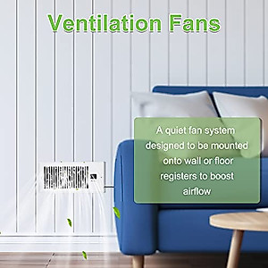 InfiniPower 10 Inch Register Booster Fan with Thermostat, High Velocity Ventilation Fans with 10 Gear Wind Speed Switch and High Precision Thermal Probe, White