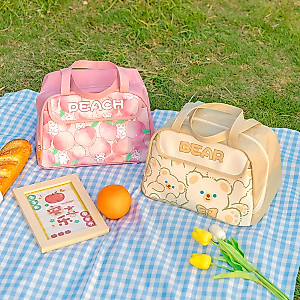 Kawaii Lunch Bag Picnic Bag Large Insulated Bag for Women Reusable Tote Bag Aesthetic Lunch Box for Hot or Cold Handbags