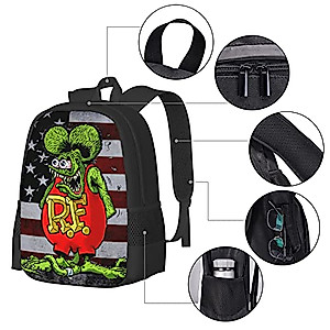 Rat Anime Cute Fink Backpack Computer Bag Shoulders Daypack Business Unisex Backpack Lightweight 3D Print Backpack Gifts with Bottle Side Pockets