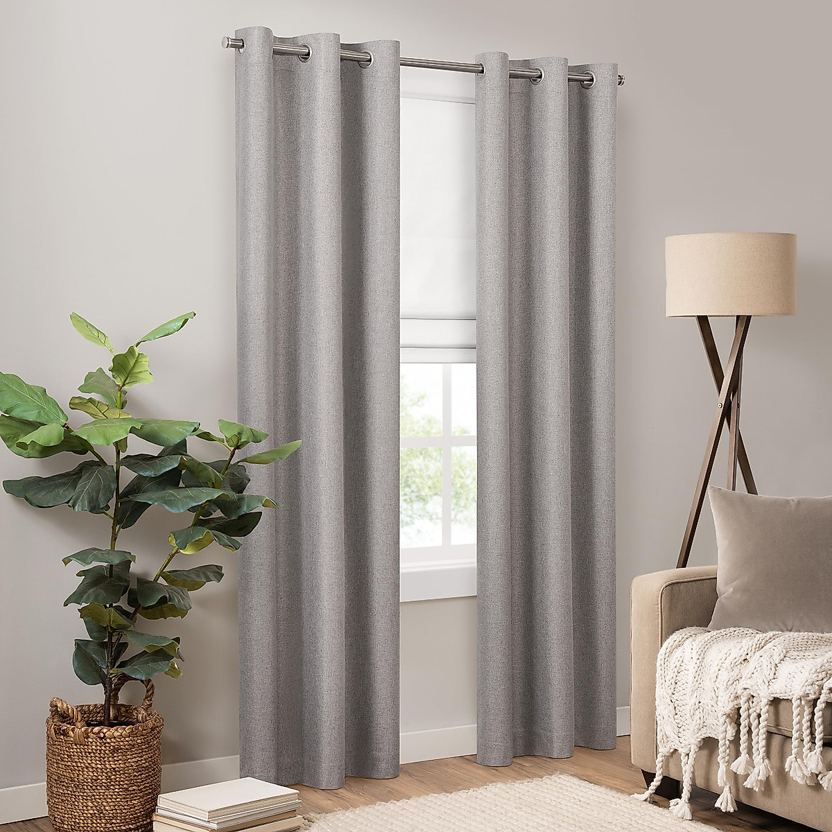 Eclipse Lane Cordless Roman Shades for Windows, Room Darkening, 23 in Wide x 64 in Long, Noise Reducing and Energy Efficient Window Treatments for Living Room, Bedroom or Office, White