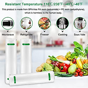 Gokilife Vacuum Sealer Bags Rolls - 11" x 20' Rolls 3 Pack Compatible with Food Saver Seal a Meal, Heavy Duty BPA Free Commercial Fresh Bag, Cut to Size for Vac Storage, Meal Prep or Sous Vide