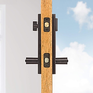 Baldwin Spyglass, Front Entry Handleset with Interior Lever, Featuring SmartKey Deadbolt Re-Key Technology and Microban Protection, in Matte Black, Full Escutcheon