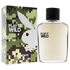 Playboy Play It Wild Eau de Toilette Spray for Men, Multi, Oriental Vanilla Fragrance, 3.4 Fl Oz