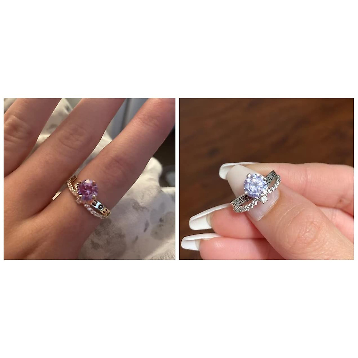 JNJ Women's Class Ring, personalized for high school and college graduates, Sterling Silver, Birthstone Class Ring, Crown Style, Fashion collection-Jour Nouveau Jewelry (Platinum)