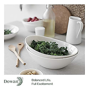 DOWAN 9" Porcelain Serving Bowls, Large Serving Dishes for Fathers Day, 36 Oz for Salad, Side Dishes, Pasta, Oval Shape, Microwave & Dishwasher Safe, Good Size for Dinner Parties, Set of 4, White