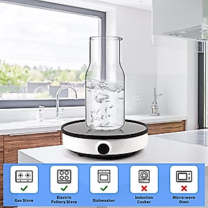 Bedside Carafe Night Water Carafe with Tumbler Glass 2 Piece Water Carafe Set for a Handy Midnight Drink,Heat Resistant Glass,14 oz