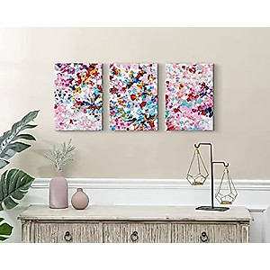 Canvas Wall Art Pink Painting Abstract Paintings Floral Pictures for Bedroom Wall Decor Framed for Living Room Office 12"x16"x3