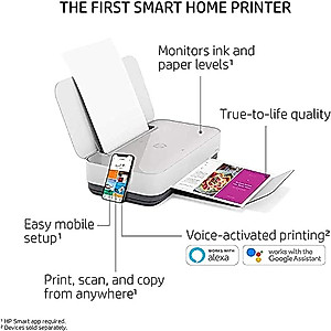 HP Tango Smart Wireless Printer – Mobile Remote Print, Scan, Copy, HP Instant Ink, Works with Alexa(2RY54A),White