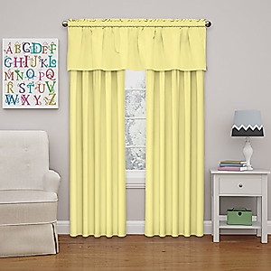 Eclipse Microfiber Valance Curtain For Windows, Solid, Rod Pocket For Kitchen, Living Room, Bedroom, And Bathroom, Single Panel, 42 in x 18 in, Yellow