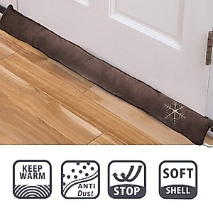 Simply Genius Cold Weather Door Draft Stopper - 36 Inch Brown Wind Blocker for Door Bottom and Window Sill
