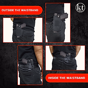 Universal Gun Holster for Men & Women, IWB/OWB Waist Belt Pistol Holster for Glock 380 9mm Gun Holster for Concealed Carry Handgun Right/Left Hand Draw (Black)
