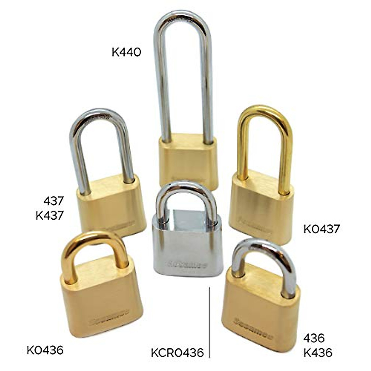Sesamee K440 4 Dial Bottom Resettable Combination Brass Padlock with 4-Inch Hardened Steel Shackle and 10,000 Potential Combinations
