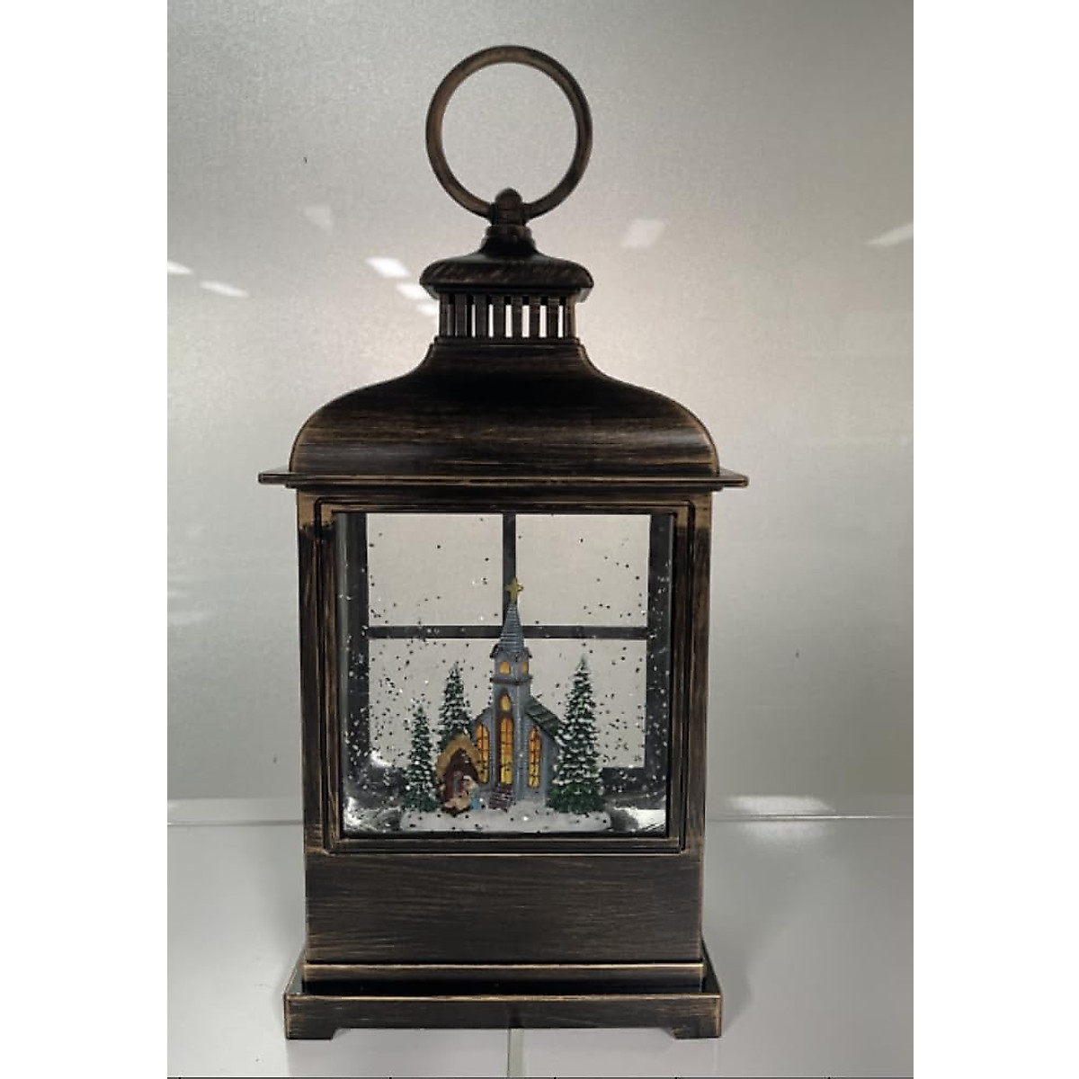 Christmas Snow Globes Church Nativity Bronze