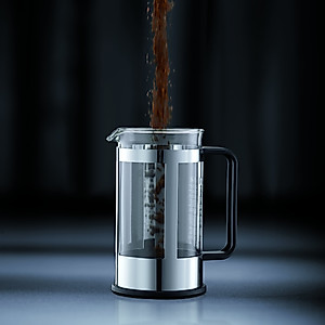 Bodum Kenya 8-Cup French Press Coffee Maker, 34-Ounce, Stainless Steel, Black