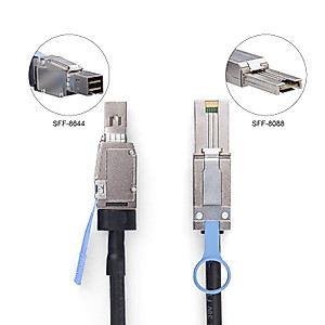SFF-8644 to Mini SAS SFF-8088 HD Cable, 6Gbps External 26Pin SAS2.0 Hybrid Cable Attached SCSI for Raid Systems, DataCenter, Servers, Workstations and Desktops, 100-Ohm, 2-Meter(6.6-ft)