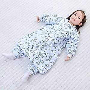 Happy Cherry Baby Girls One-Piece Rompers Sleeping Bag Warm Jumpsuit Wearable Blanket Sleepwear 100% Cotton XXL Blue