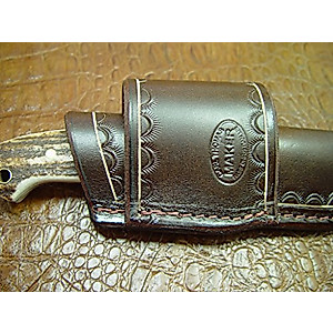 Puma SGB Sp Drop Point Custom Cross Draw Knife Sheath Tooled and Dyed Brown