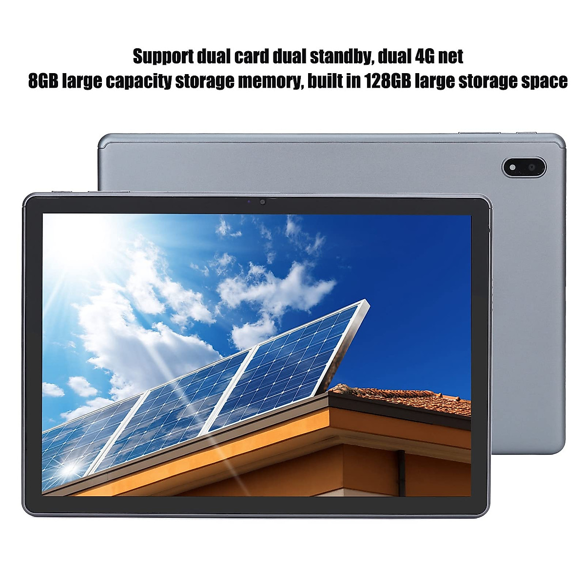 Dpofirs Tablet 10.5 Inch, 8GB 128GB Octa Core Tablet for Kids, 5G WiFi Dual 4G SIM 5.0, HD 1920x1280 IPS Touchscreen Tablet PC (US Plug)