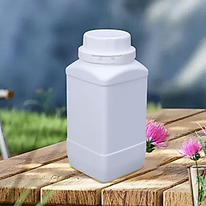 shamjina Large Mouth Square Bottle Chemical Storage Bottles 1L Hdpe with Inner Cover with Lid Sealing Liquid Storage for Home Classroom, White, with White Cap