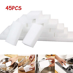 GDJGTA 45Pcs Pad Foam Cleaner Kitchen Cleaning Eraser Sponge Kitchen，Dining Bar Water Stain Remover for Glass (A-45Pcs Sponge Eraser, One Size)