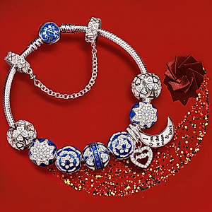 NINAQUEEN Mom Heart Charms Fits Charms Bracelets I Love You to The Moon and Back 925 Sterling Silver Dangle Charm Beads Mother Daughter Necklace Jewelry for Mom Birthday Christmas Gifts for Wife