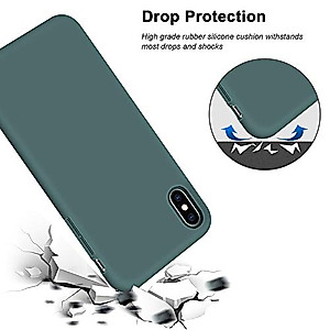 iPhone Xs Max Case, Anuck Soft Silicone Gel Rubber Bumper Case Anti-Scratch Microfiber Lining Hard Shell Shockproof Full-Body Protective Case Cover for Apple iPhone Xs Max 6.5" 2018 - Pine Green