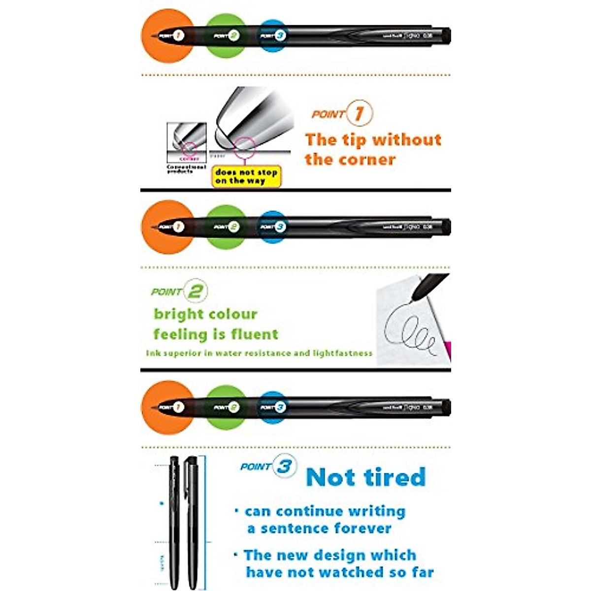 Signo RT1 Retractable Gel Ink Pen, Ultra Micro Point 0.28mm, Rubber Grip, Black Ink, 5-Pack, Sticky notes Value Set