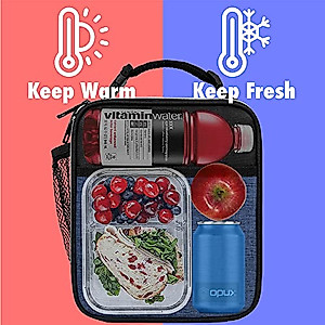 OPUX Premium Insulated Lunch Box | Soft Leakproof School Lunch Bag for Kids, Boys, Girls | Thermal Reusable Work Lunch Pail Cooler for Adult Men, Women, Office Fits 6 Cans (Heather Navy)