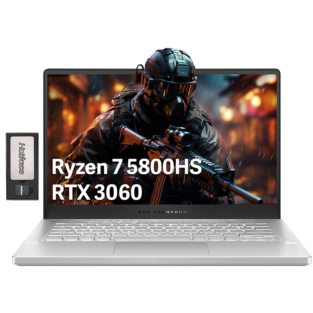 ASUS ROG Zephyrus 14" FHD 144Hz Gaming Laptop, AMD Ryzen 7-5800HS, NVIDIA GeForce RTX 3060 Graphics, 40GB RAM, 4TB PCIe SSD, Backlit Keyboard, Win 11, White, 128GB Docking Station Set