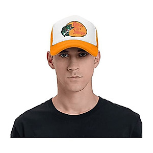 CUMIO Hats for Men and Women Mesh Baseball Cap, One Size Fits All, Fishing Sport Hat, Orange 7-7 5/8