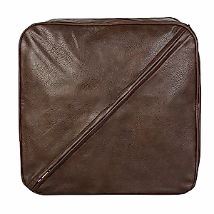 ROTOT Ottoman Pouf Square Shape, Foot Rest Faux PU Leather, Unstuffed Bean Bag Shell for Storage Solution, Hassock Pouffe Decoration for Living Room Balcony Office Outdoor (Chest Nut)