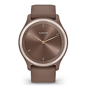 PlayBetter Garmin vivomove Sport (Cocoa/Peach Gold) Hybrid Smartwatch Power Bundle - Heart Rate Monitor Watch with Call Portable Charger & HD Screen Protectors - Women's Fitness Tracker