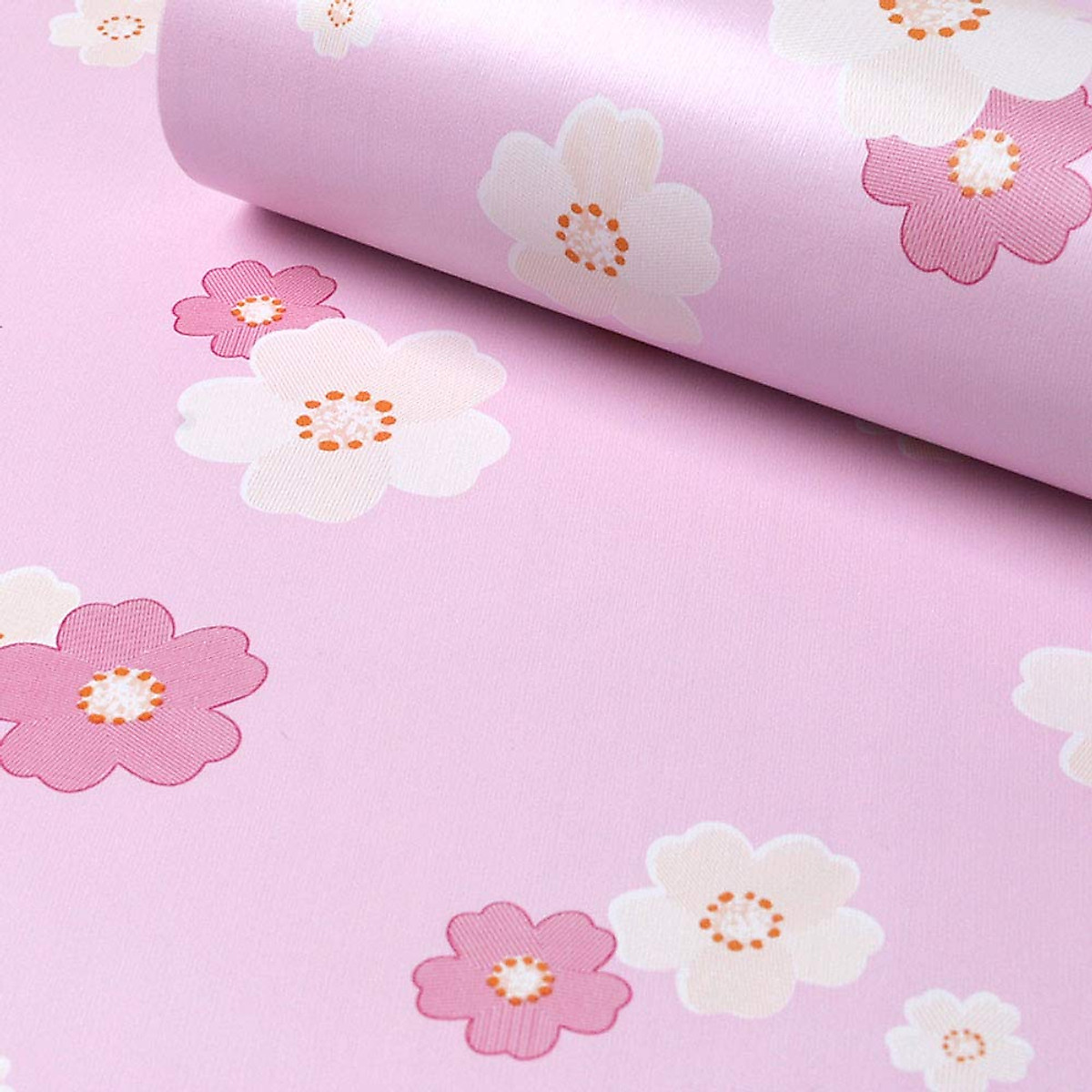 PoetryHome Self Adhesive Vinyl Pink Flower Wall Paper Shelf Liner Cabinets Dresser Drawer Liner Peel and Stick Vintage Floral Wallpaper Roll 17.7x117 Inches