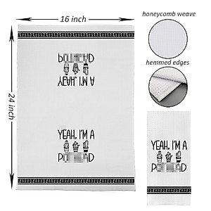 DOTAIN Botanical Boho Yeah i’m P Waffle Weave Dish Kitchen Hand Towel Cloth,Funny Botanical Plant Themed Cleaning Dishcloth(24x16inch),Gifts for Plant Lover Owner Women