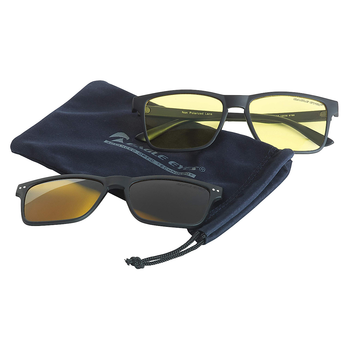 Eagle Eyes 2in1 Speed of Life Magnetic Eyewear Glasses - Polarized Sunglasses for Day and Anti-Reflective Yellow Night Driving Glasses (Classic, Day/Night)