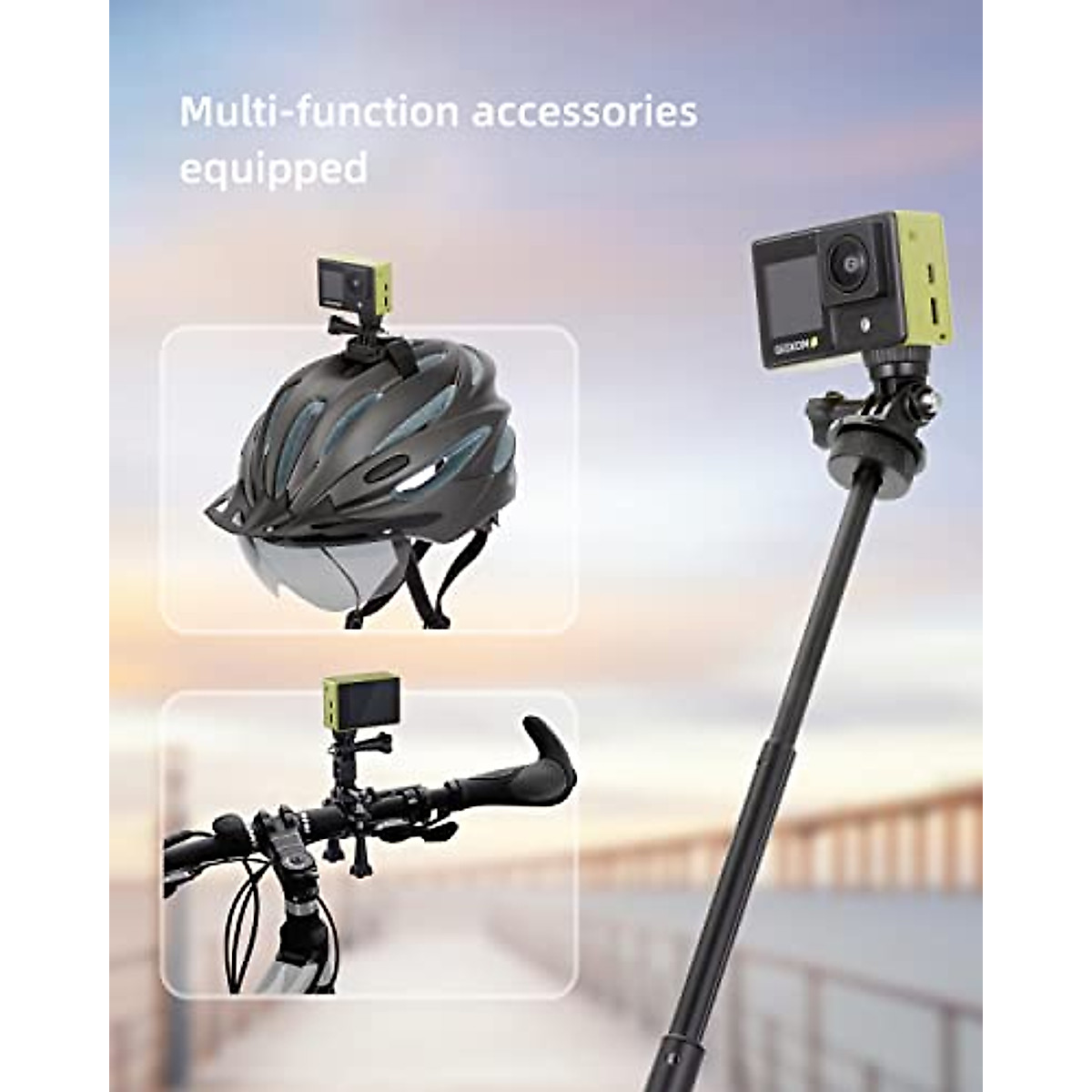 GIISKOM Fancy R2 Action Camera 4k/60FPS 24MP in Dual Screen, 95FT Waterproof Underwater Camera for Snorkeling, Sports Camera with Image Stabilization Matchs Mounting Bundles for Vlog (Green)