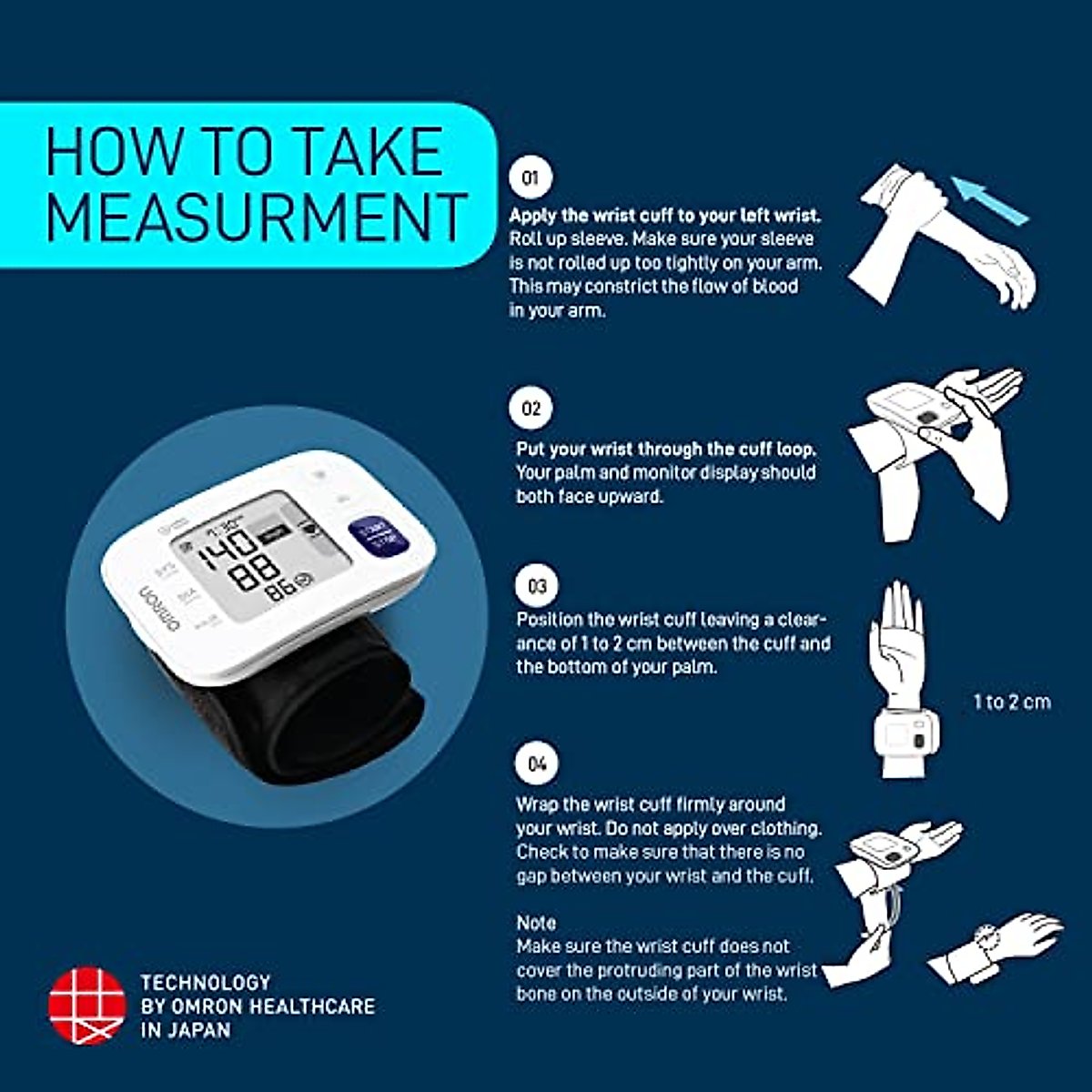 Omron Hem 6181 Fully Automatic Wrist Blood Pressure Monitor with Intelligence Technology, Cuff Wrapping Guide and Irregular Heartbeat Detection for Most Accurate Measurement (White)