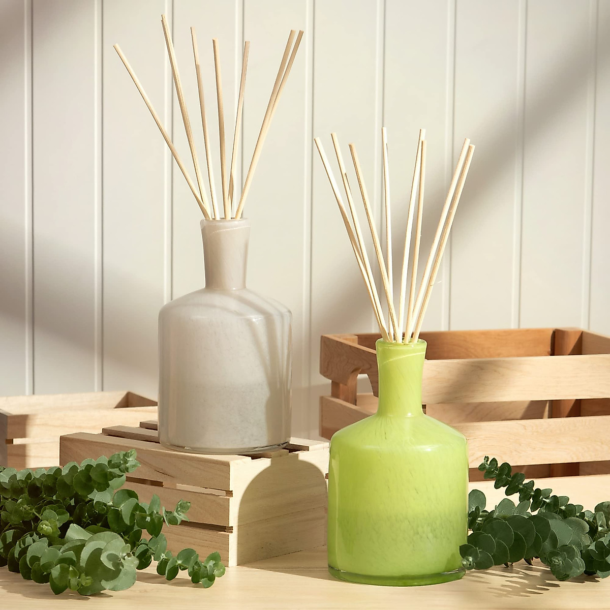 LAFCO New York Signature Reed Diffuser, Rosemary Eucalyptus - 15 oz - Up to 9 Months Fragrance Life - Reusable, Hand Blown Glass Vessel - Natural Wood Reeds - Made in The USA