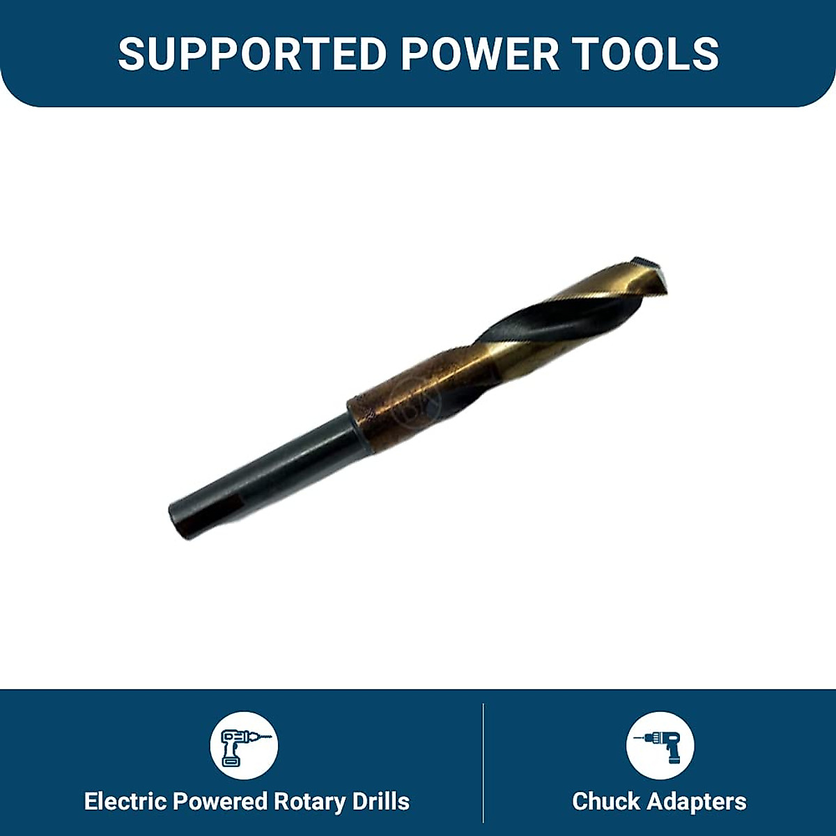 Benchmark Abrasives 23/32” Diameter HSS Silver & Deming Drill Bit Black & Gold Cutting Tool, 1/2" Shank for Hard Metal, Stainless Steel, Cast Iron, Wood - (23/32")