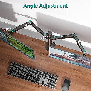 WALI Dual Monitor Desk Mount, Monitor Stand for 2 Monitors Up to 27inch, Dual Monitor Mount Max 22lbs for Home, Office, School (M002), Black