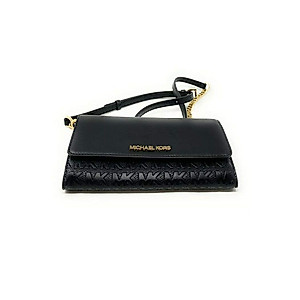 Michael Kors JET SET ITEM LARGE WALLET ON A CHAIN CROSSBODY BAG (Black)