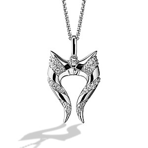 Jewelili Star Wars Fine Jewelry Ahsoka Tano Women's Pendant 1/6 Ct.Tw. Diamonds, Sterling Silver